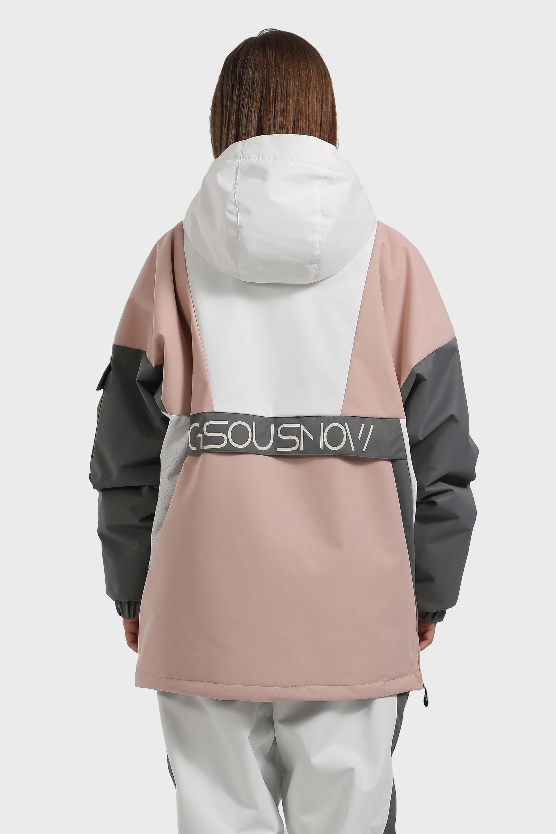 Women's White & Black Kangaroo Pocket Waterproof Baggy Snowboard Anora ...