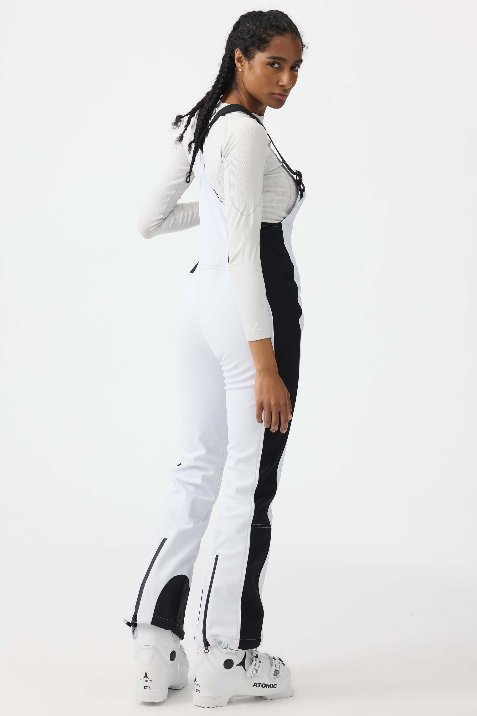 Women's White Slim Fit Fully-Sealed Ski Bibs – GSou Snow