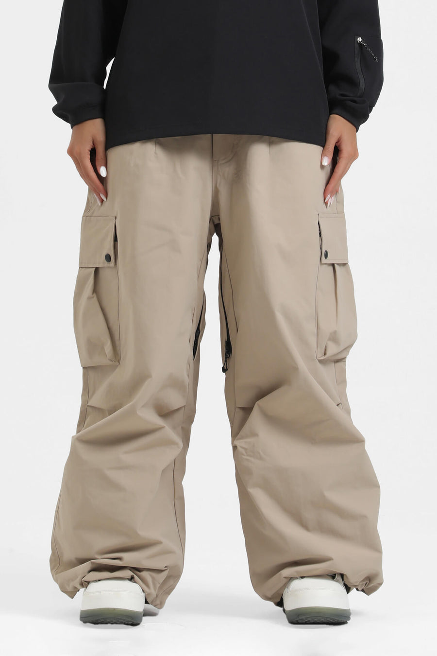 Women's Black Lightweight Inner Leg Vents Baggy Snow Pants – GSou Snow