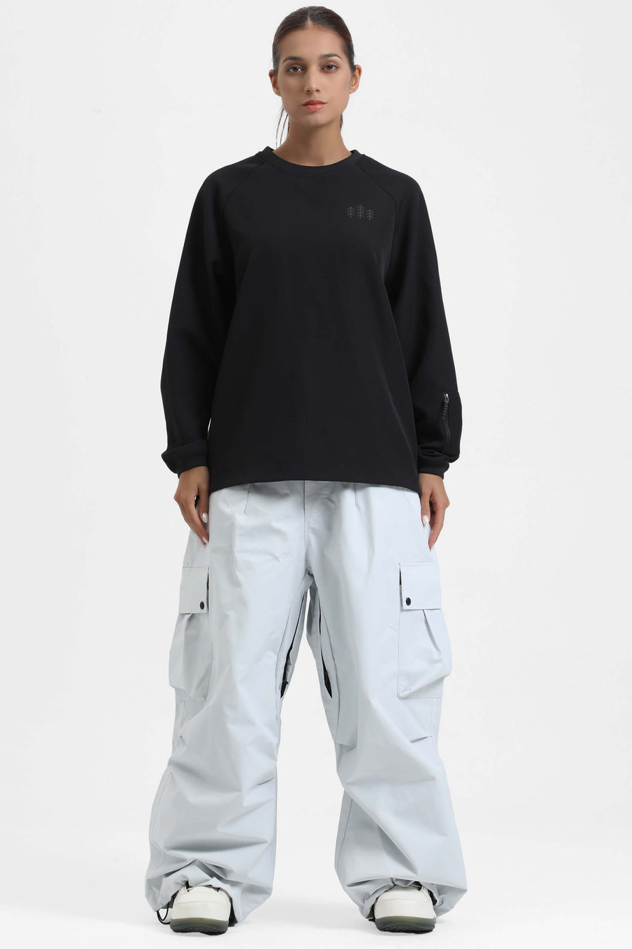 Women's Black Lightweight Inner Leg Vents Baggy Snow Pants – GSou Snow