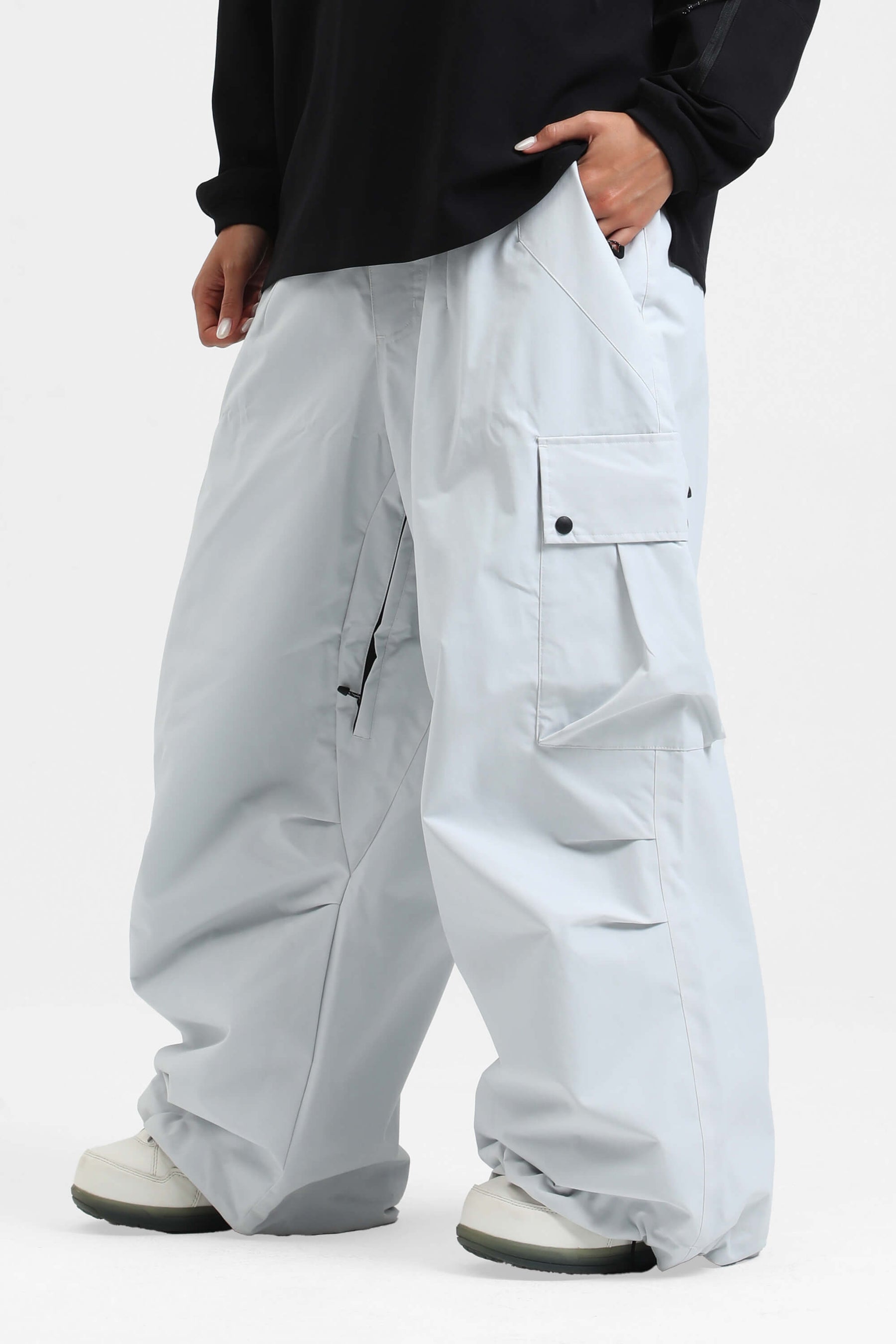 Women's Black Lightweight Inner Leg Vents Baggy Snow Pants – GSou Snow