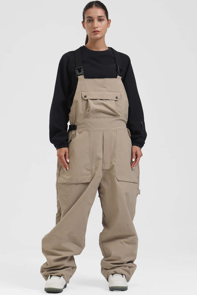 Unisex Army Green Two-way Side Zippers Baggy Snow Bibs – GSou Snow