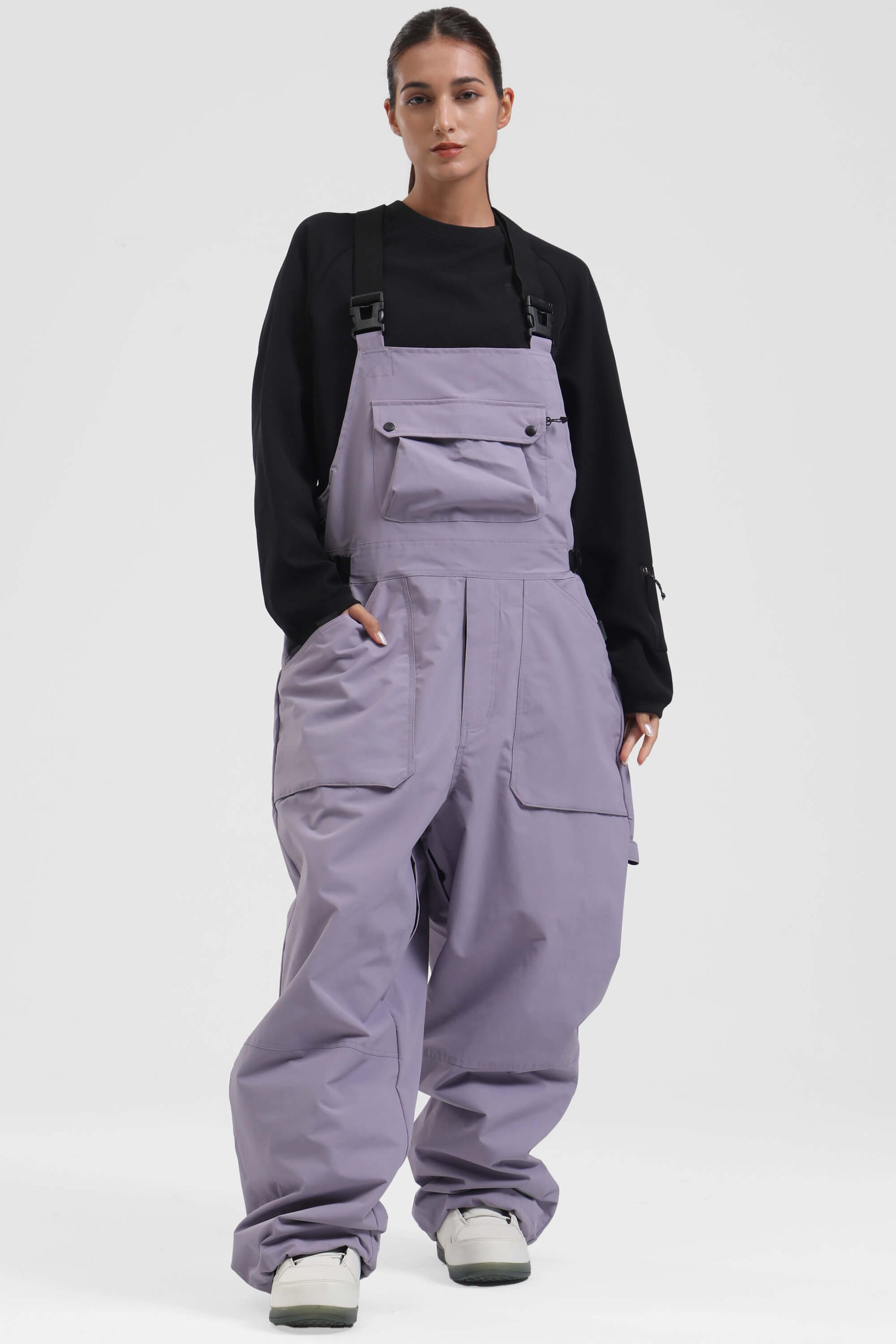 Unisex Army Green Two-way Side Zippers Baggy Snow Bibs – GSou Snow