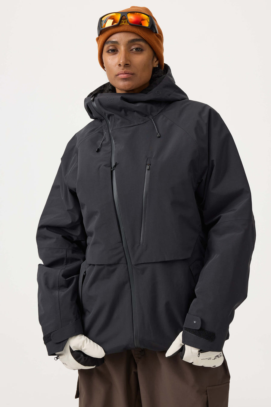 Women's Black Face Vented Multi-pocket Fully Waterproof Snow Jacket ...