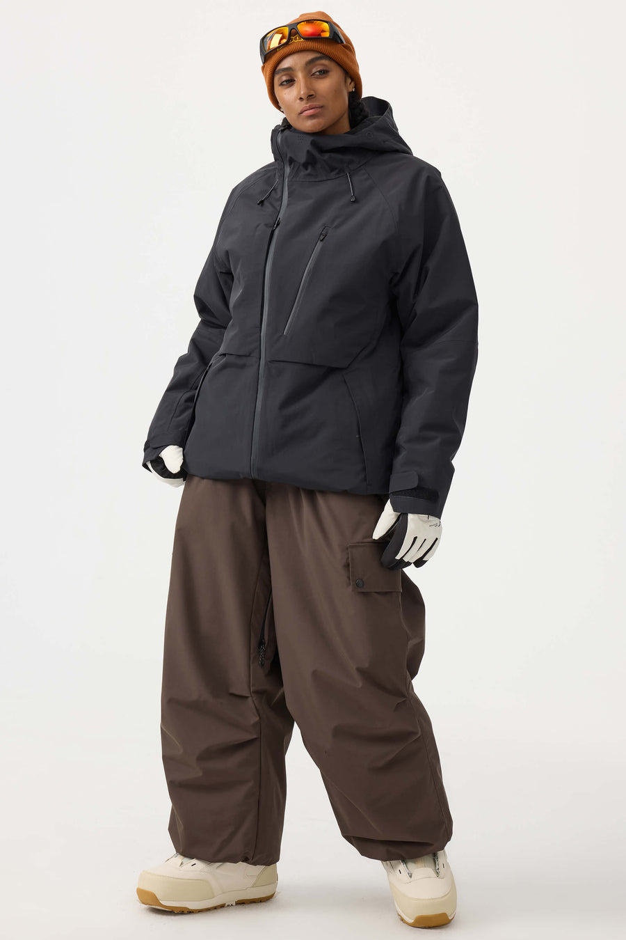 Women's Black Face Vented Multi-pocket Fully Waterproof Snow Jacket ...