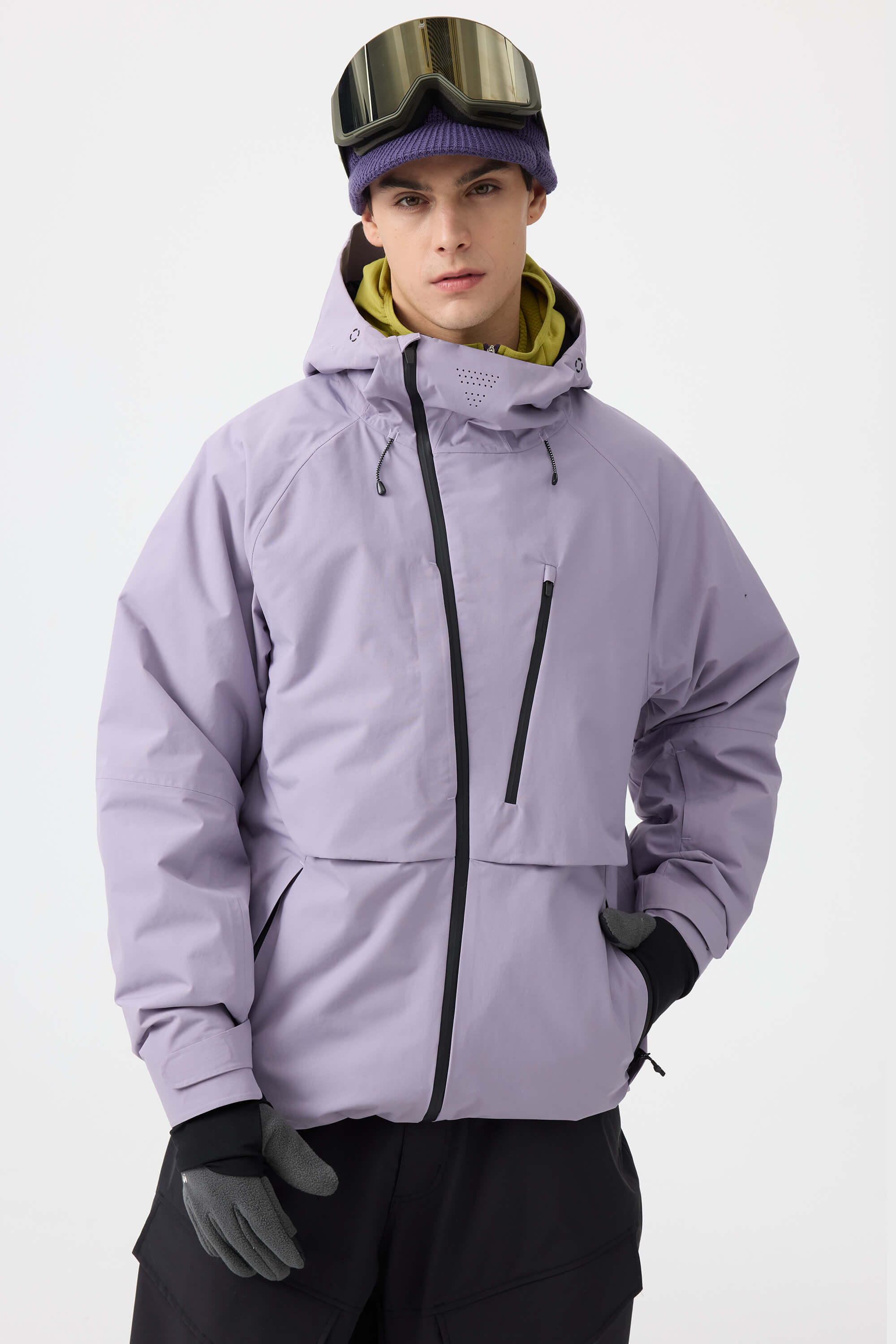 Men's Lavender Face Vented Multi-pocket Fully Waterproof Snow Jacket ...