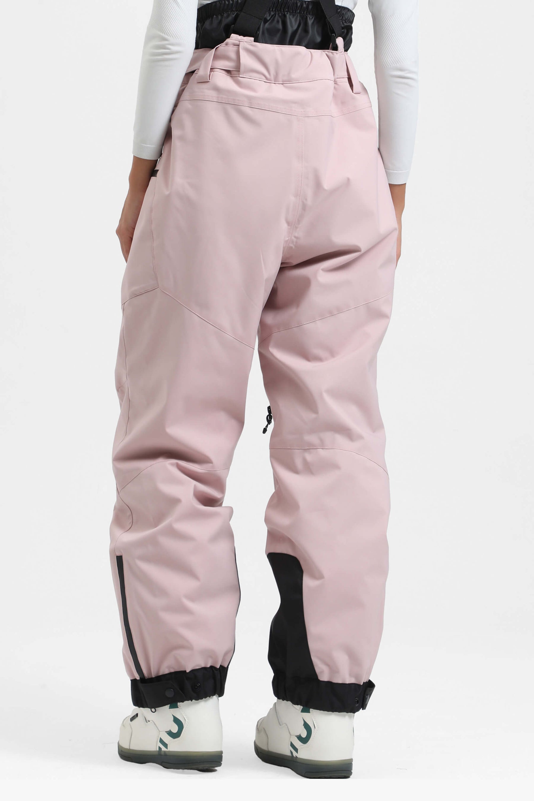 Women's Black Insulated Baggy Snow Pants With Detachable Suspenders ...