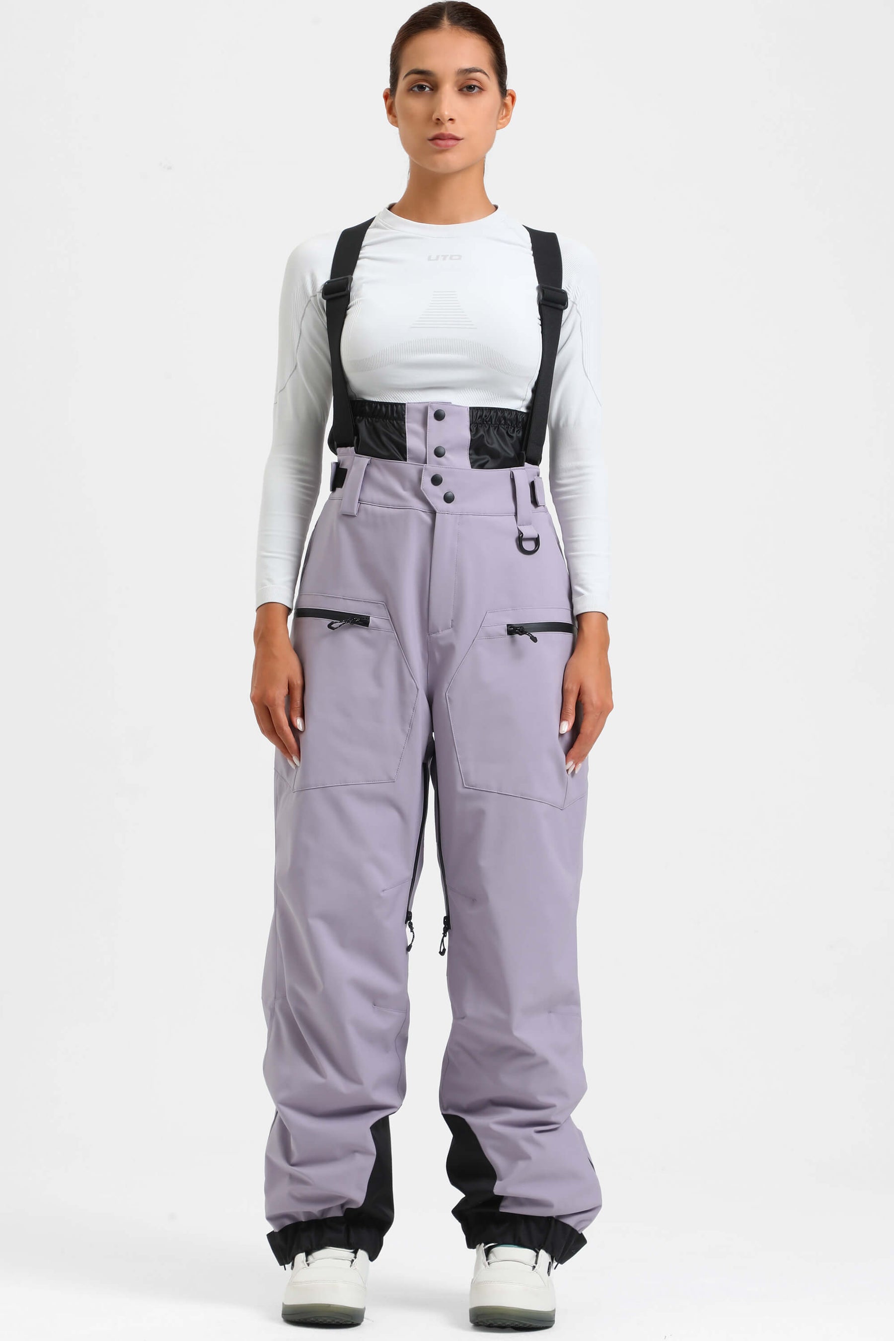Women's Lavender Insulated Baggy Snow Pants With Detachable Suspenders ...