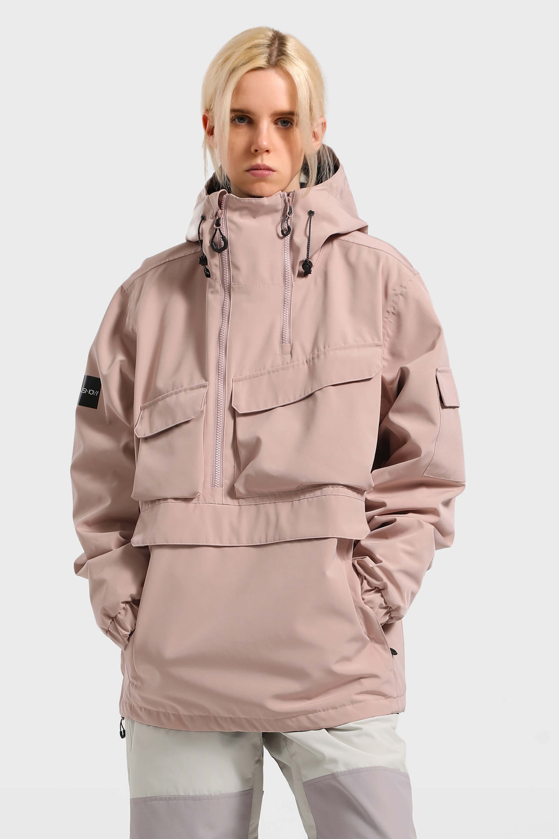Women's Pink Asymmetrical Kangaroo Pocket Waterproof Insulated Snow An ...