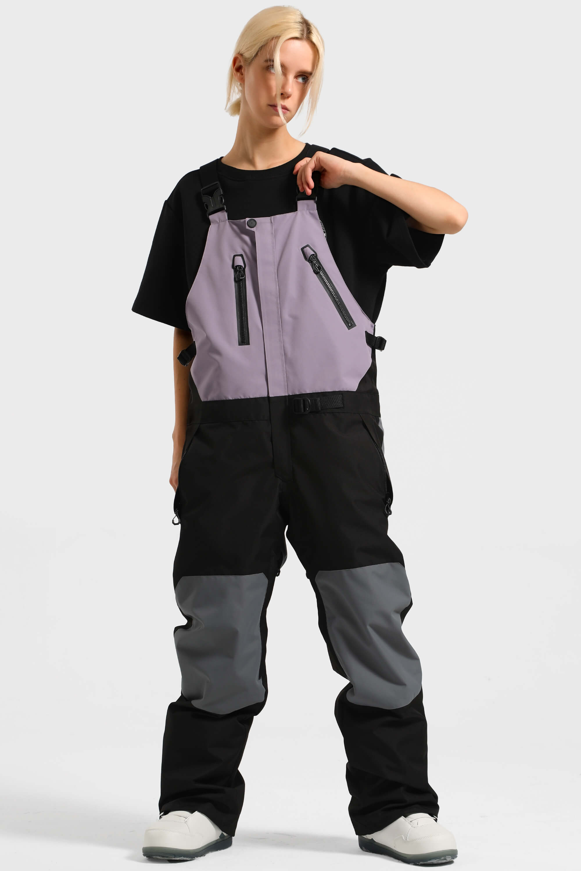 Women's Lavender & Black Lightweight Waterproof Snow Bibs – GSou Snow