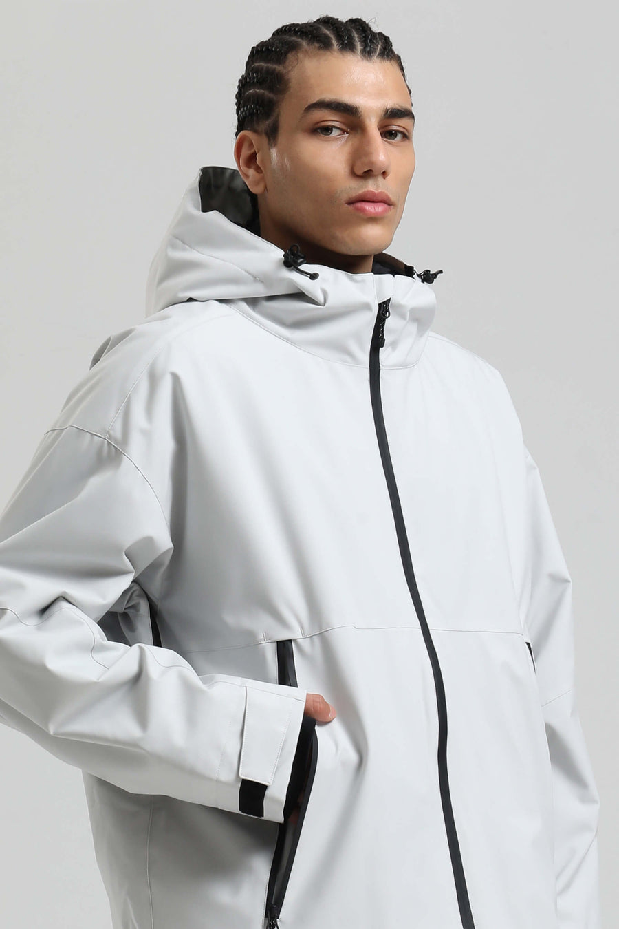 Men's Light Grey Fully Sealed Dual-Vent Minimalist Insulated Snow Jack ...