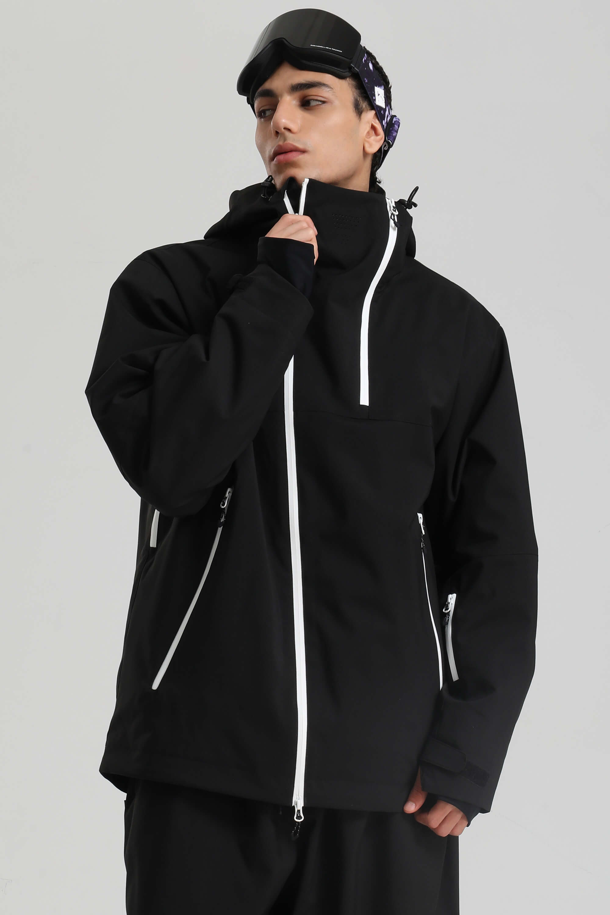 Men's Black Face Vent Asym-Zip Waterproof Insulated Snow Jacket – GSou Snow