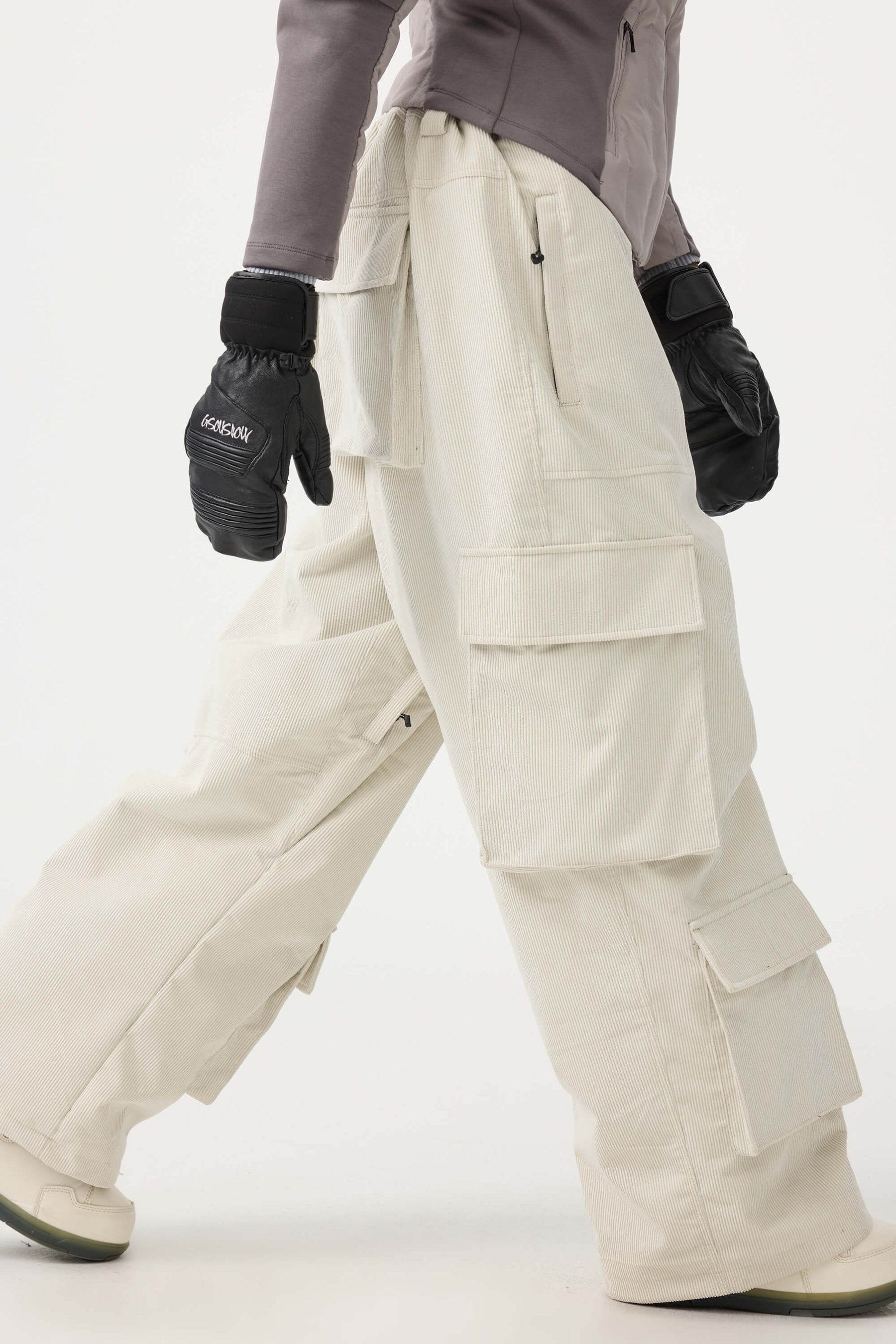 Women's Black Baggy Multi-Pocket Corduroy Snow Pants – GSou Snow