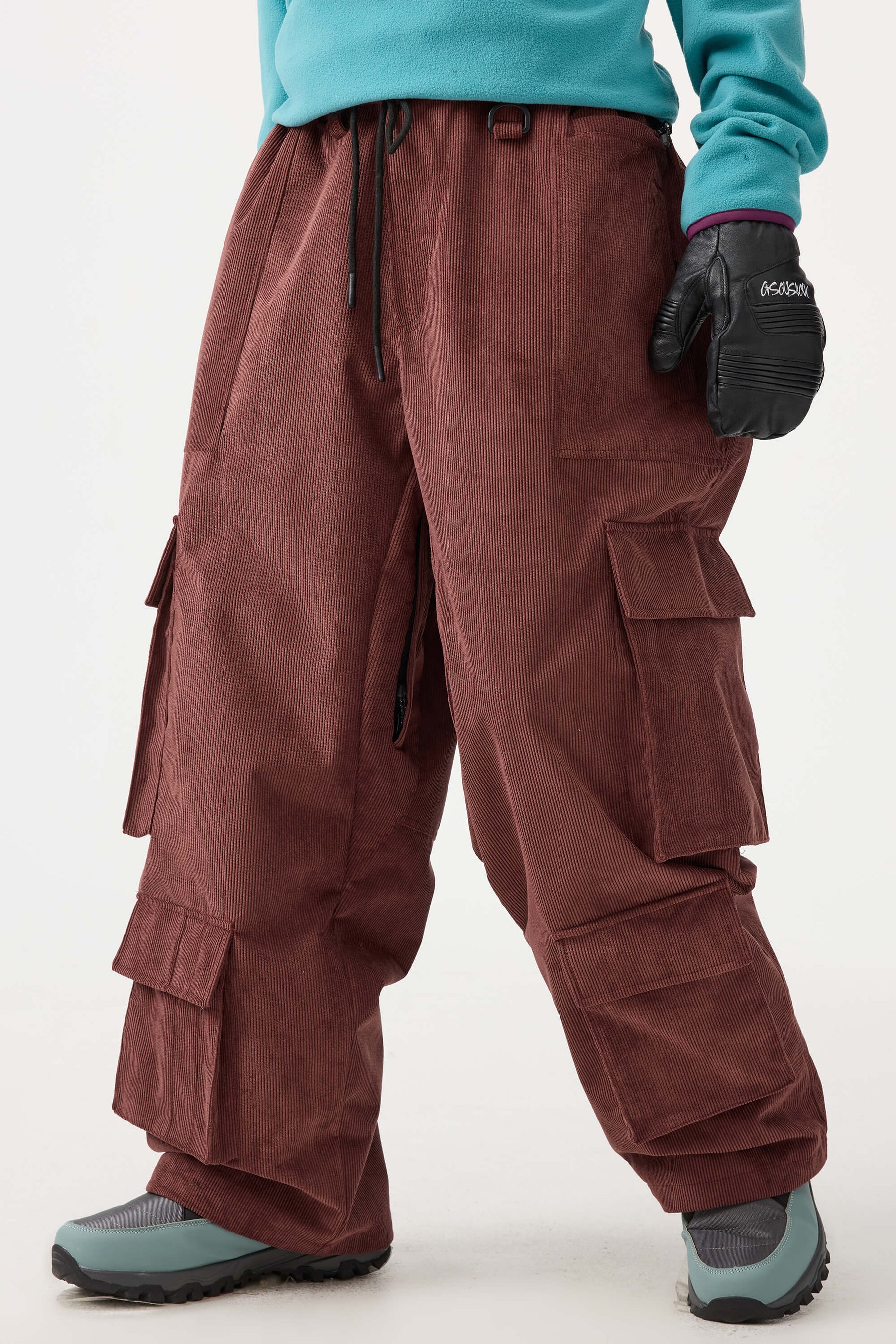 Women's Black Baggy Multi-Pocket Corduroy Snow Pants – GSou Snow