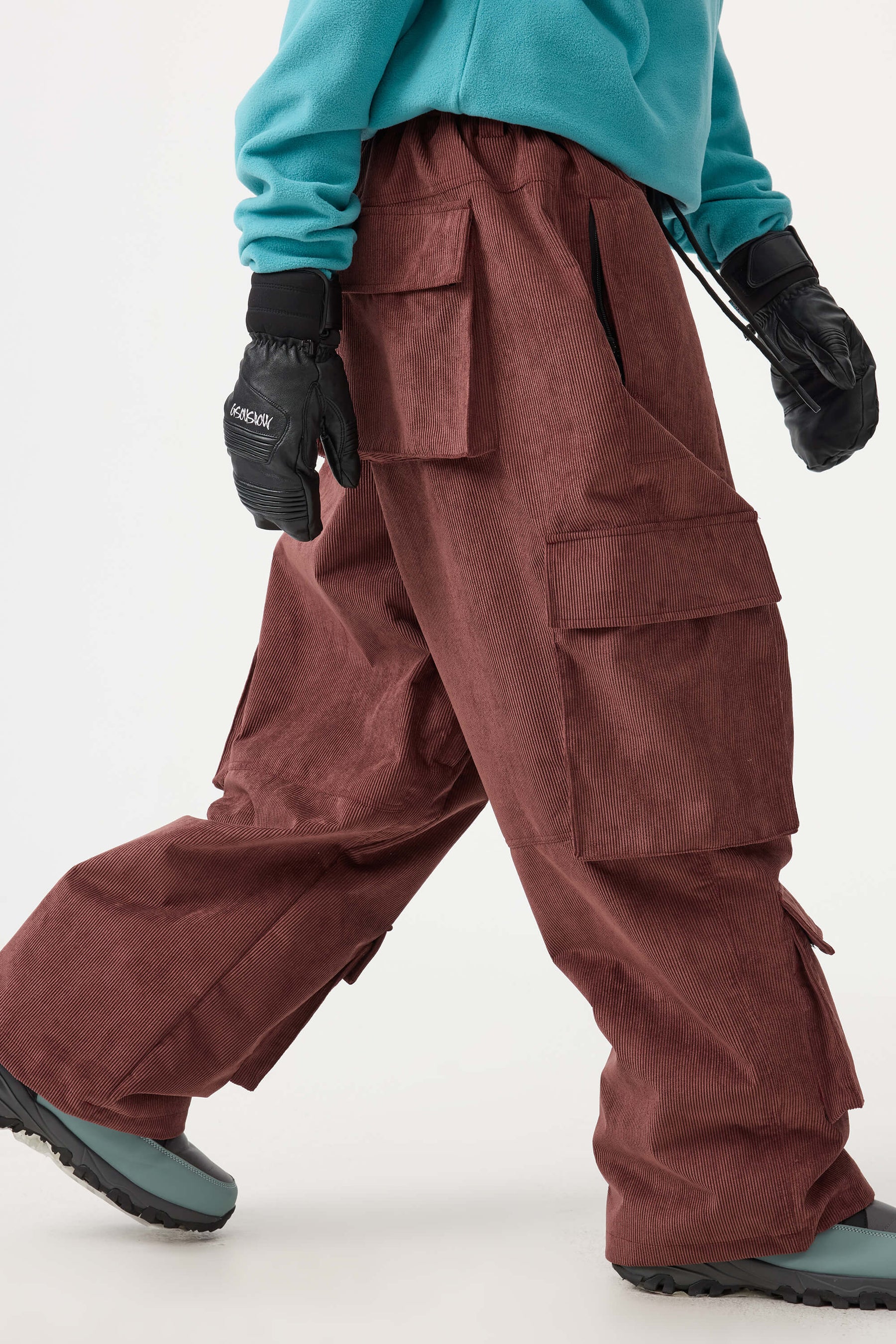 Women's Black Baggy Multi-Pocket Corduroy Snow Pants – GSou Snow