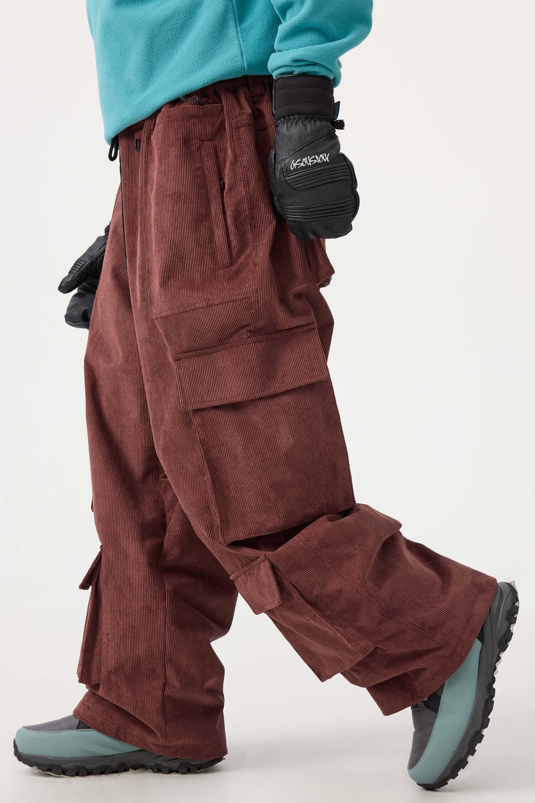 Women's Black Baggy Multi-Pocket Corduroy Snow Pants – GSou Snow
