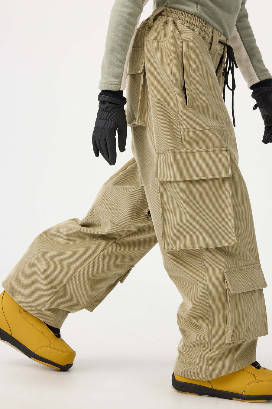 Women's Black Baggy Multi-Pocket Corduroy Snow Pants – GSou Snow