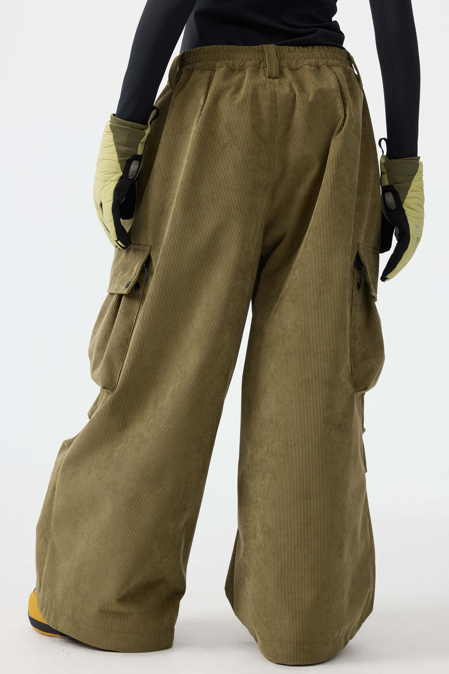Women's Olive Green Baggy Structured Soft Corduroy Snow Pants – GSou Snow