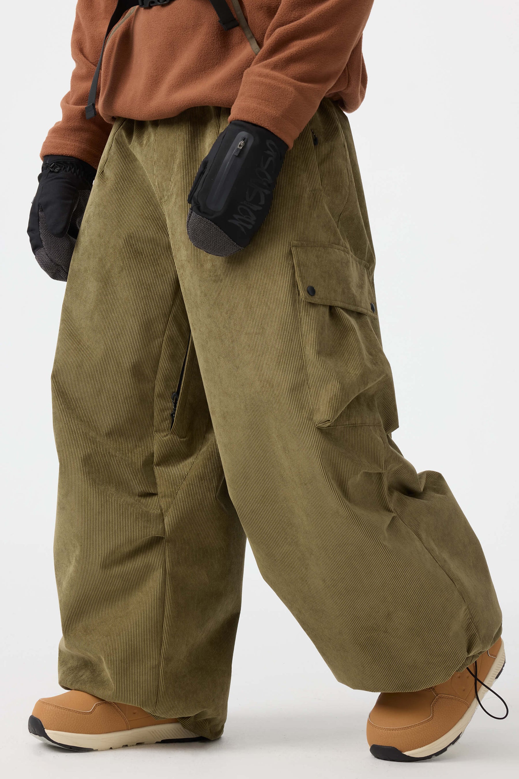 Men's Black Baggy Structured Soft Corduroy Snow Pants – GSou Snow