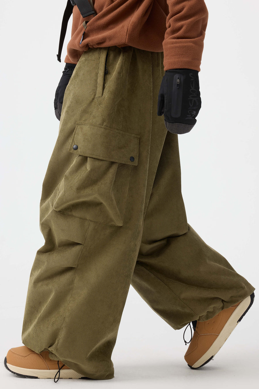 Men's Black Baggy Structured Soft Corduroy Snow Pants – GSou Snow