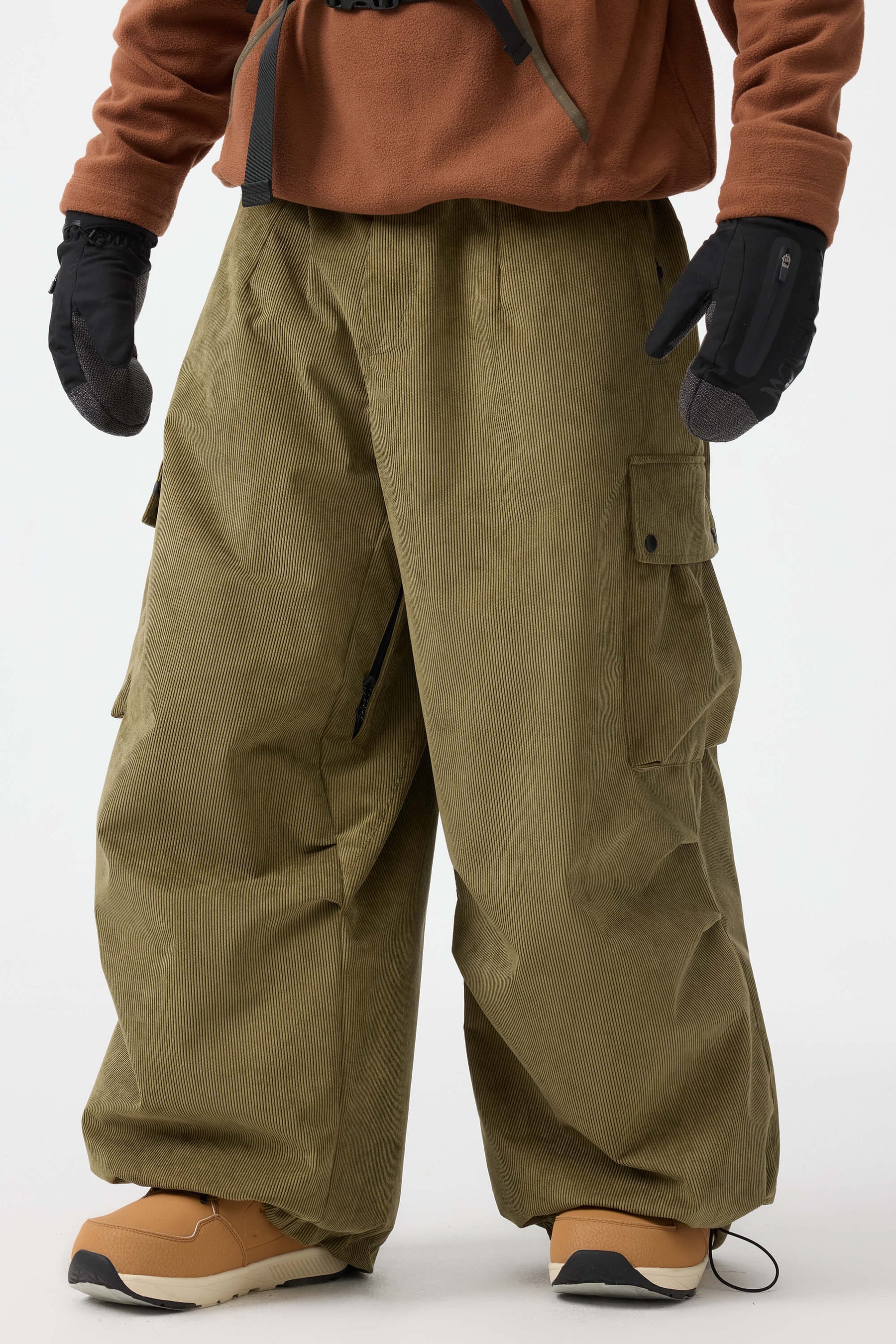 Men's Black Baggy Structured Soft Corduroy Snow Pants – GSou Snow