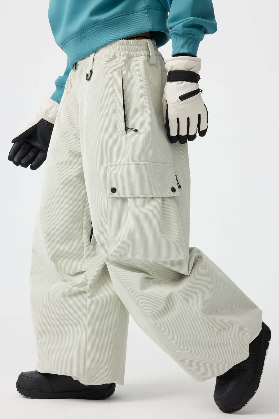 Women's Olive Green Baggy Structured Soft Corduroy Snow Pants – GSou Snow