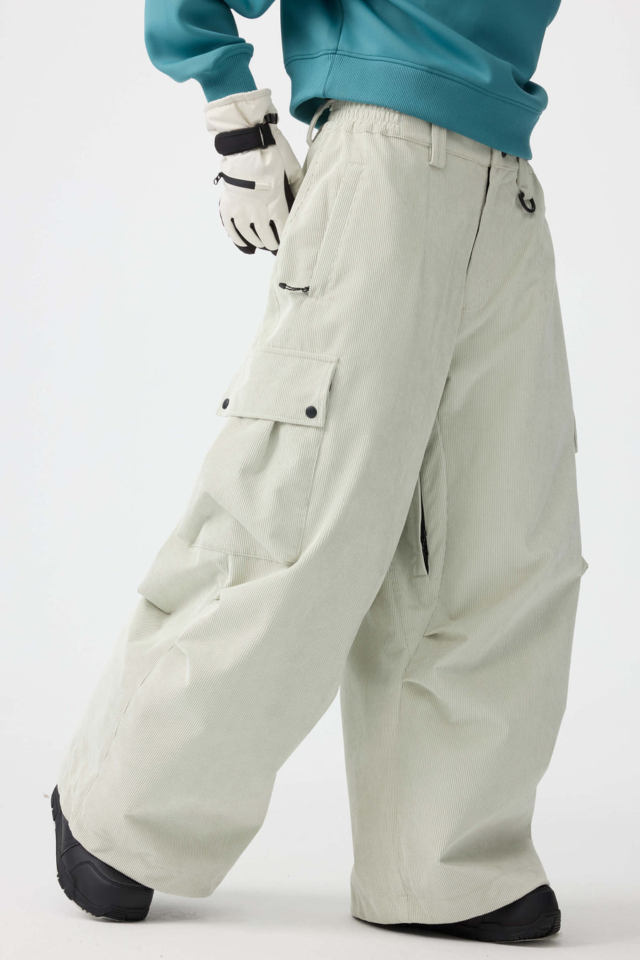 Women's Olive Green Baggy Structured Soft Corduroy Snow Pants – GSou Snow