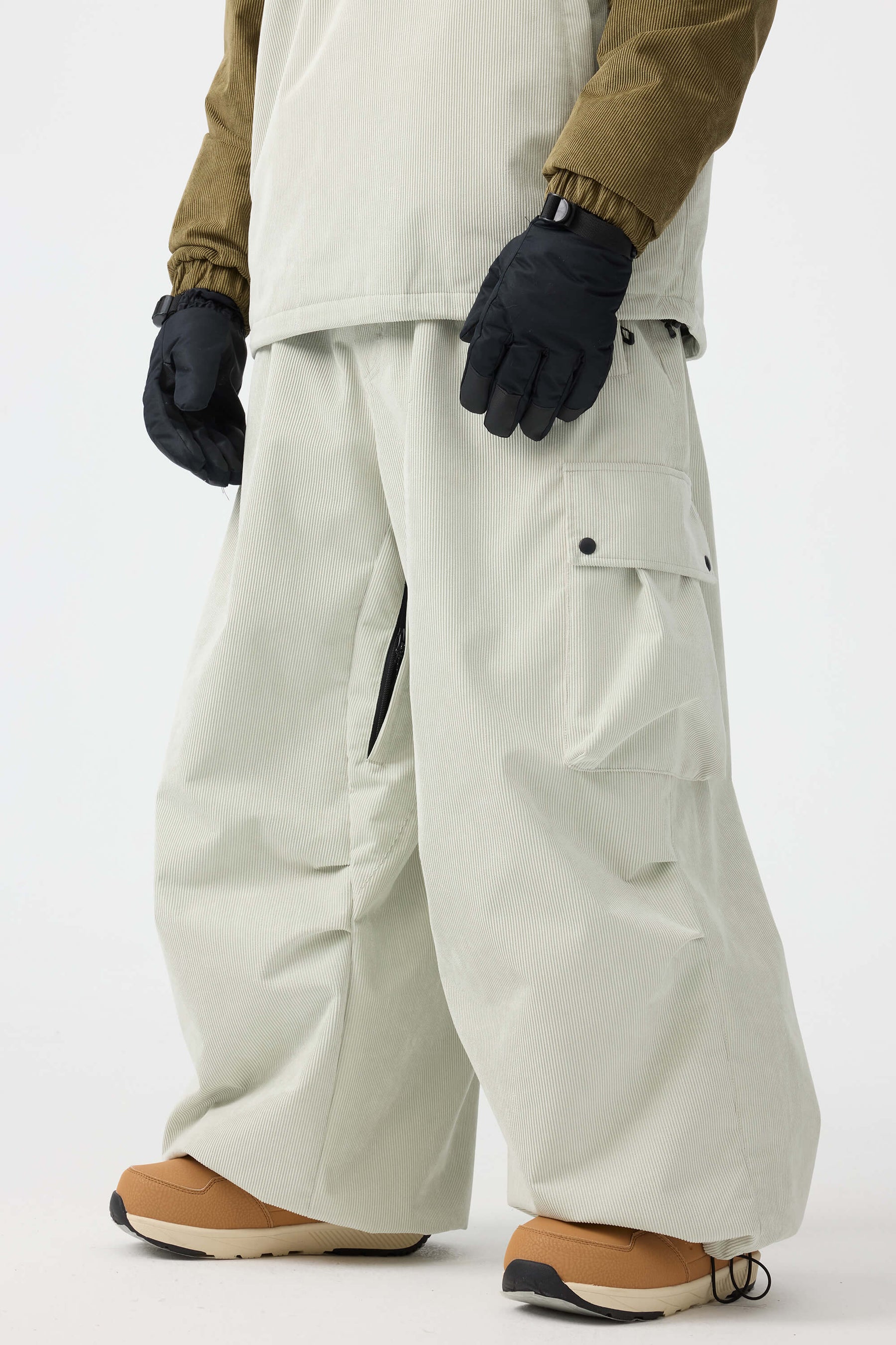 Men's Black Baggy Structured Soft Corduroy Snow Pants – GSou Snow