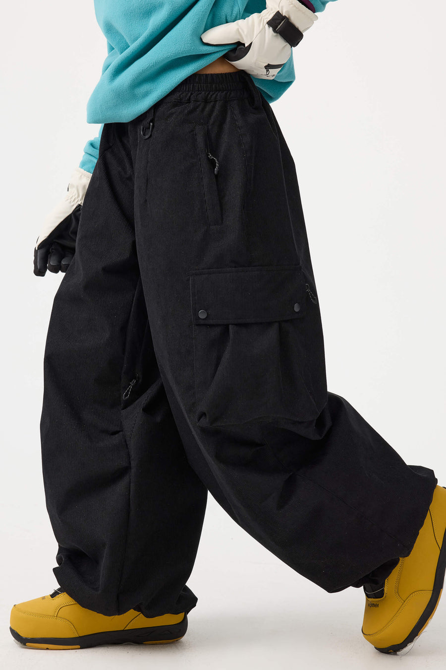 Women's Olive Green Baggy Structured Soft Corduroy Snow Pants – GSou Snow