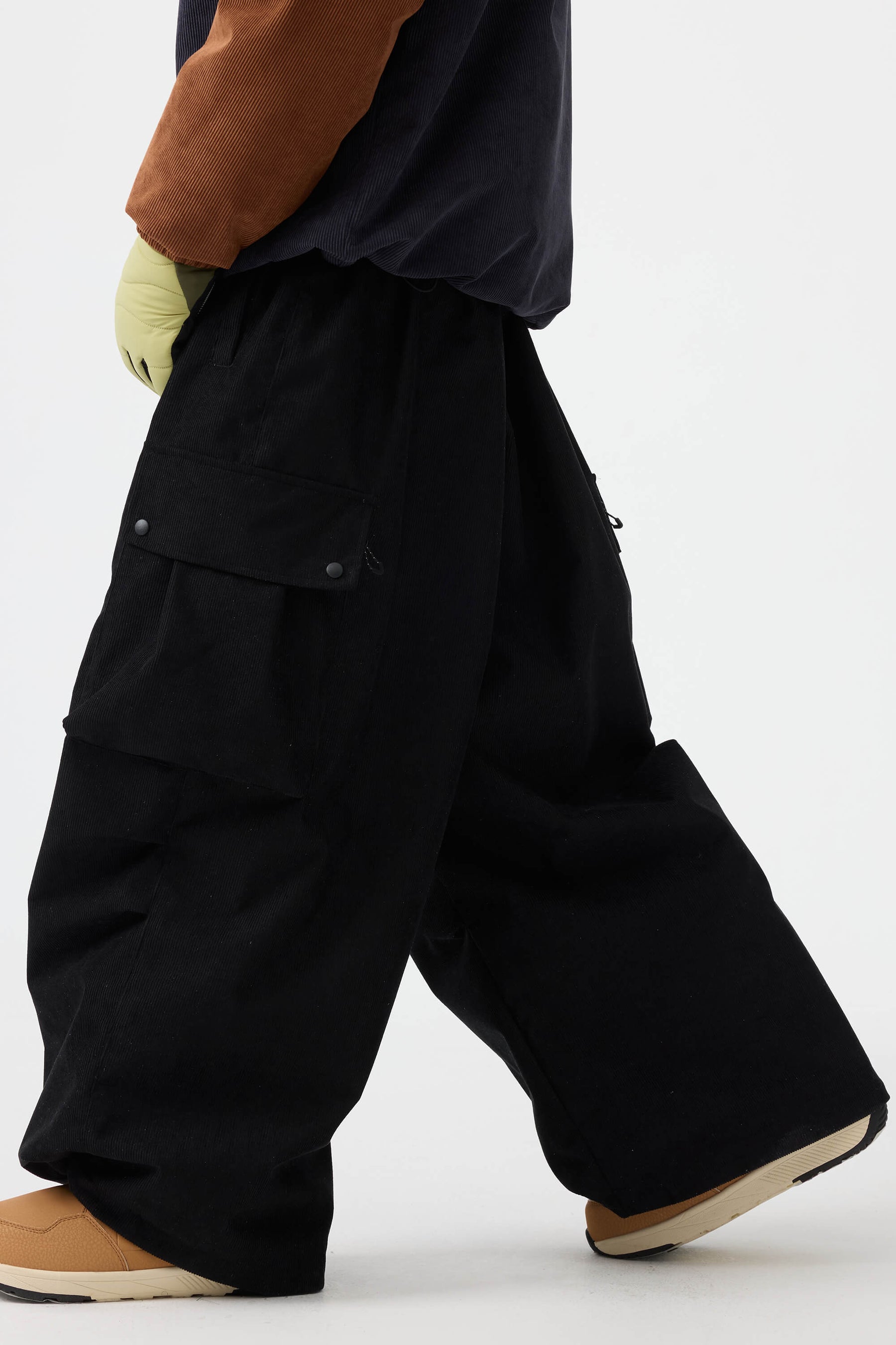 Men's Black Baggy Structured Soft Corduroy Snow Pants – GSou Snow