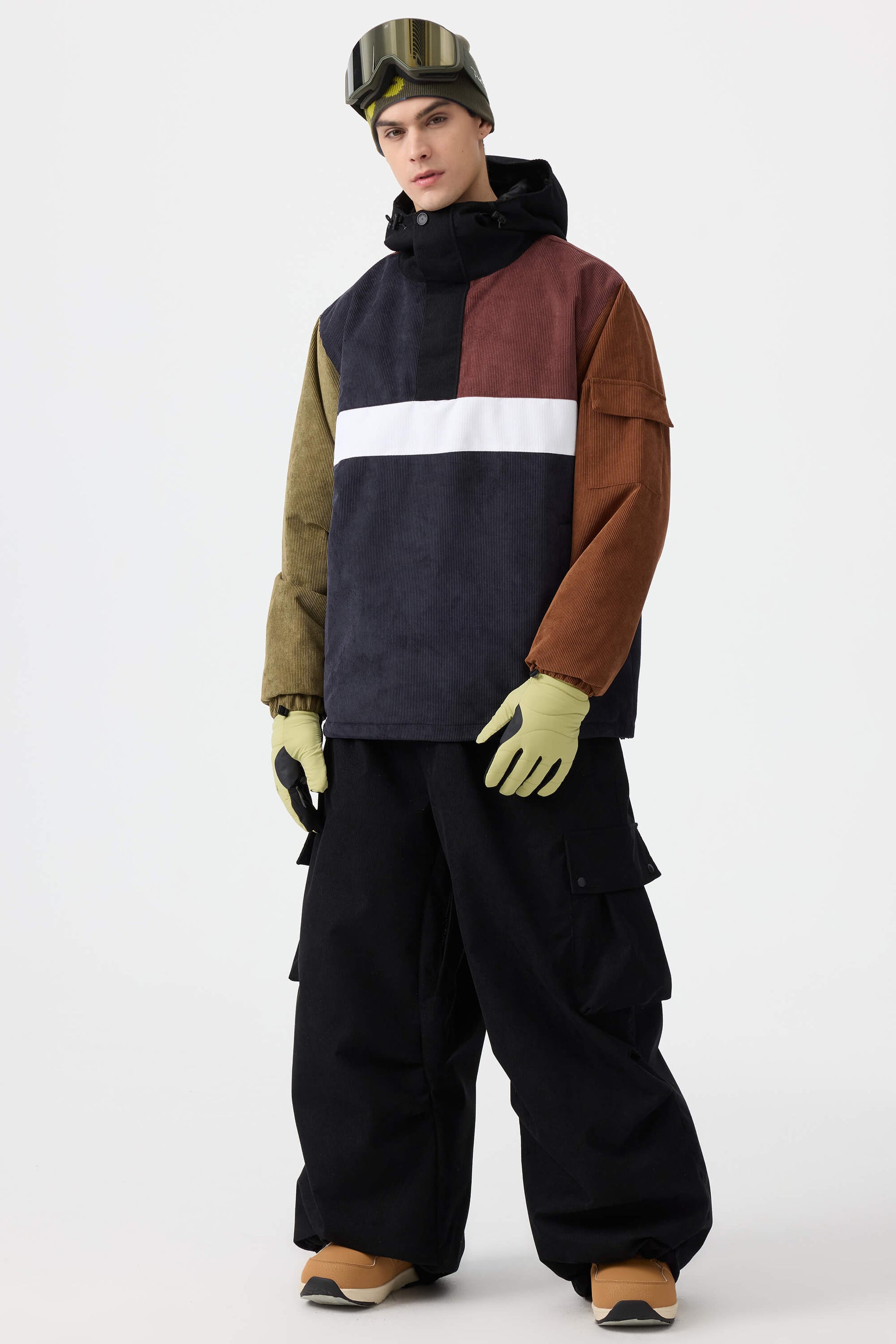Men's Black Baggy Structured Soft Corduroy Snow Pants – GSou Snow