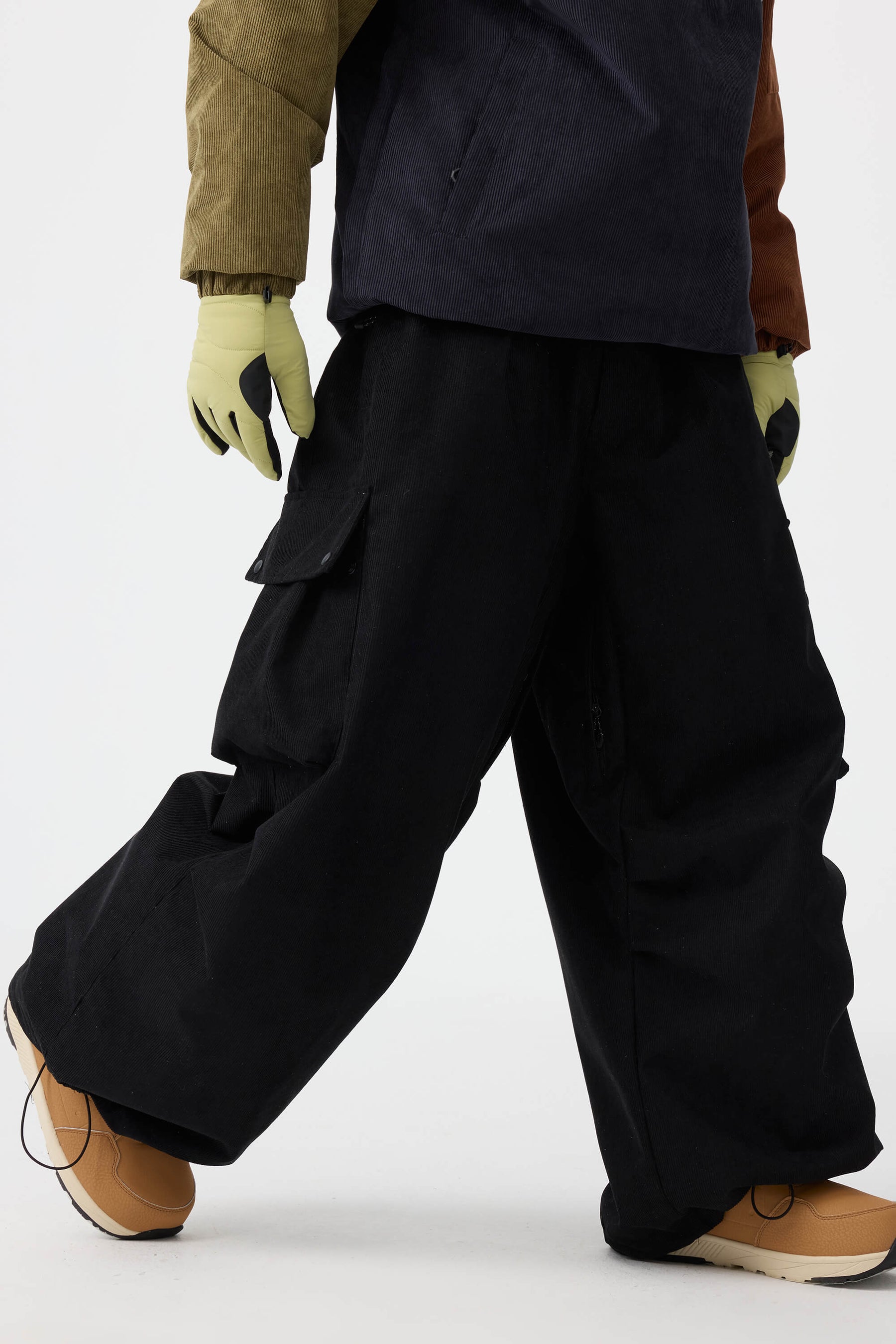 Men's Black Baggy Structured Soft Corduroy Snow Pants – GSou Snow