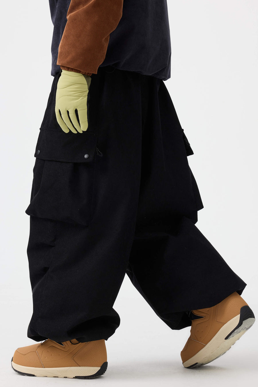 Men's Black Baggy Structured Soft Corduroy Snow Pants – GSou Snow