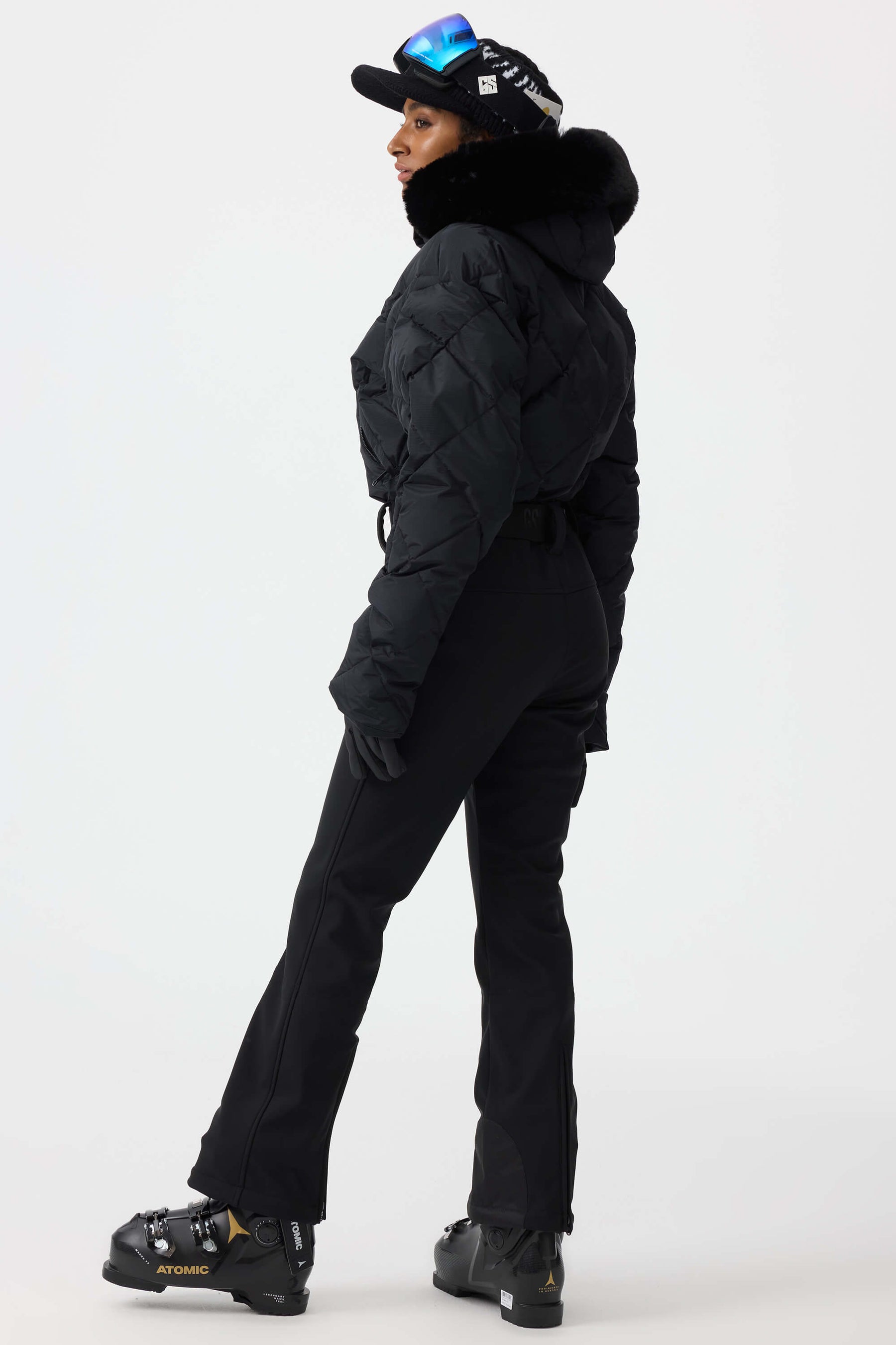Women's Navy Blue Durable Mini-flare Leggings One-Piece Ski Suit – GSou ...