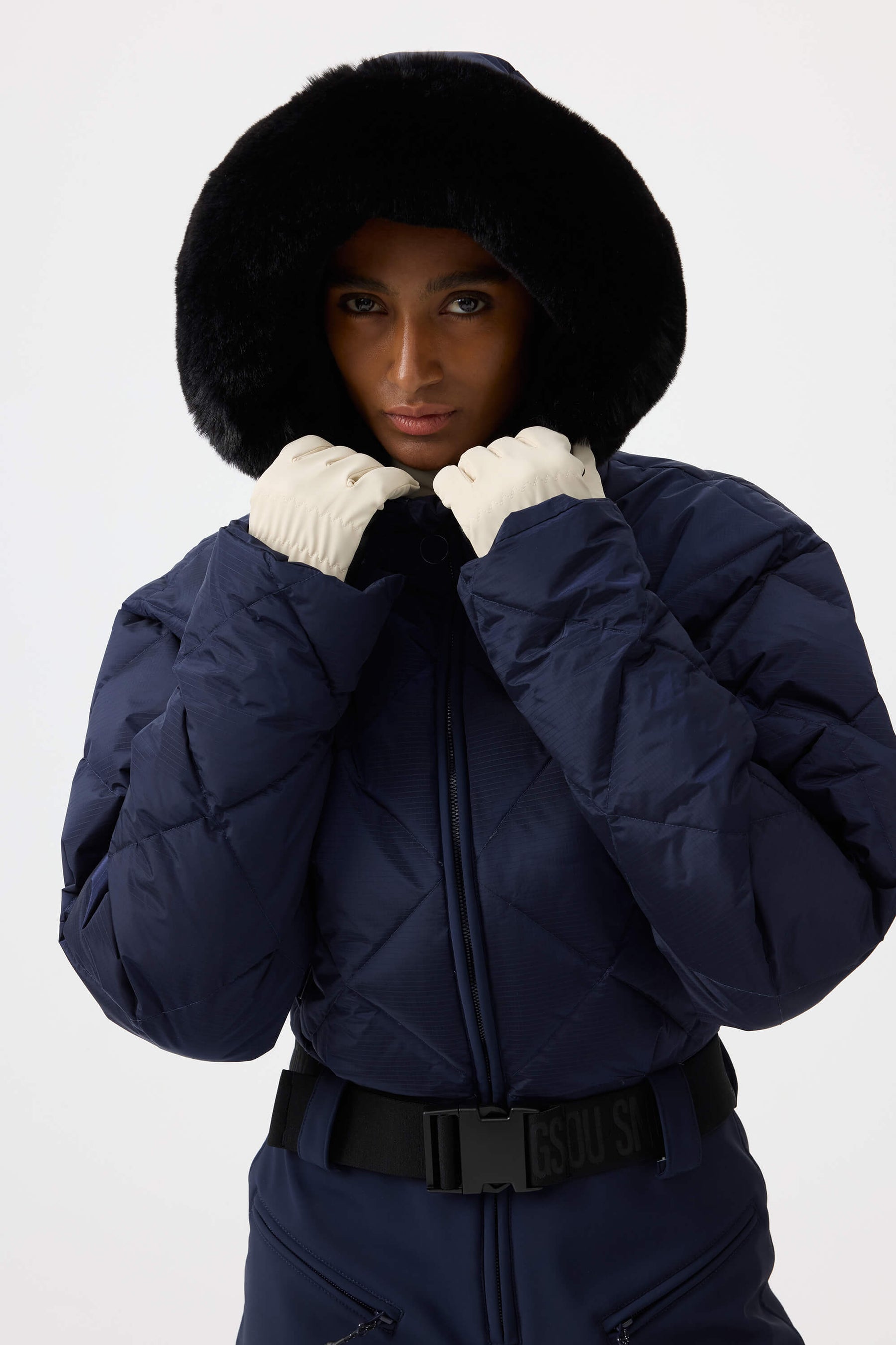 Women's Navy Blue Durable Mini-flare Leggings One-Piece Ski Suit – GSou ...